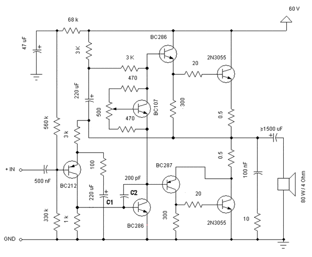 Potente amp com 2n3055