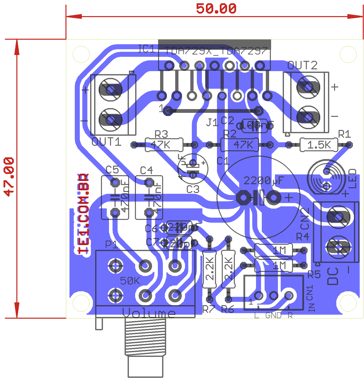TDA7297 Amplificador potência estéreo 2 X 15w - Toni Eletrônica