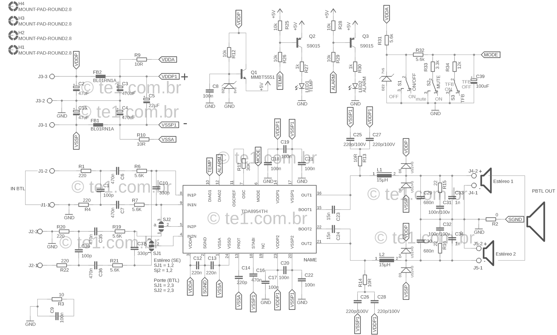 TDA8953 TDA8954 amplificador potência Classe D 420W - Toni Eletrônica