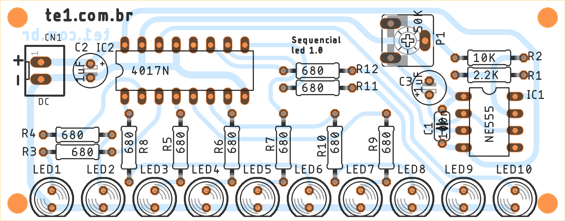Sequencial De Leds Com Cd4017 E Ne555 Toni Eletrônica