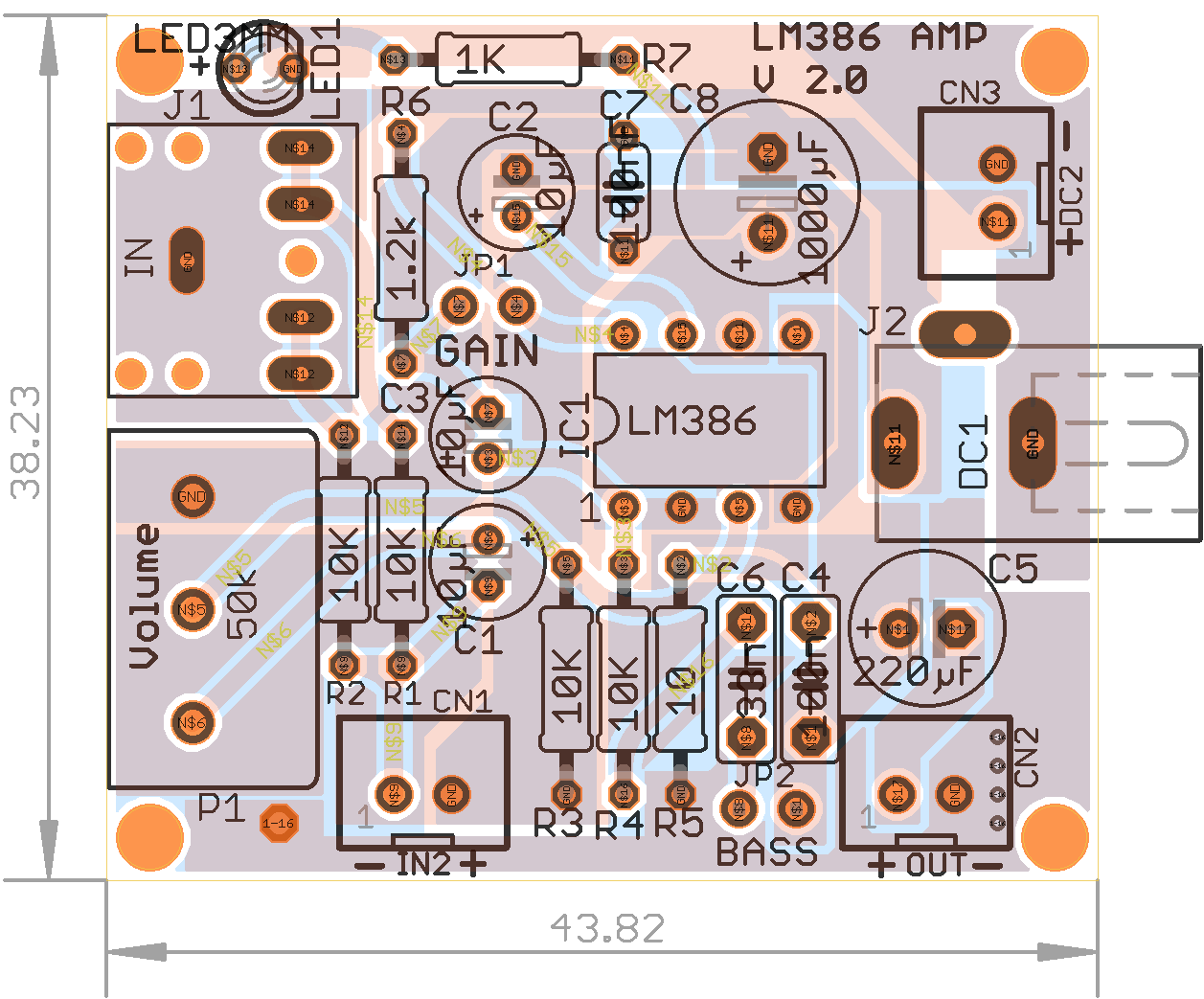 LM386 mini amplificador com Bass Boost e volume - Toni Eletrônica